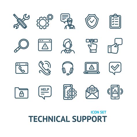 Premium Vector Technical Support Signs Black Thin Line Icon Set Vector