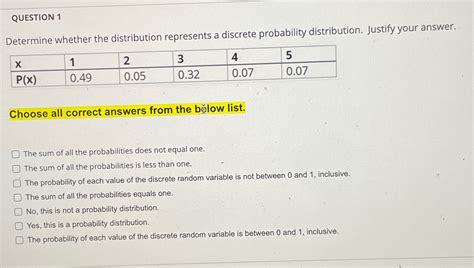 solved question 1determine whether the distribution