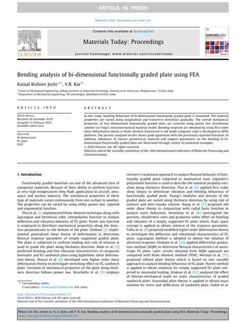 Bending Analysis Of Bi Dimensional Functionally Graded Plate Using Fea