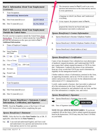 Page 8 Of 8 How To Fill Form I 130 And I 130a Complete Step By Step