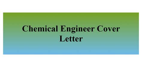 Chemical Engineer Cover Letter BuildFreeResume