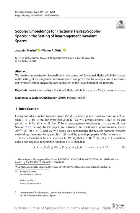 Pdf Sobolev Embeddings For Fractional Hajłasz Sobolev Spaces In The