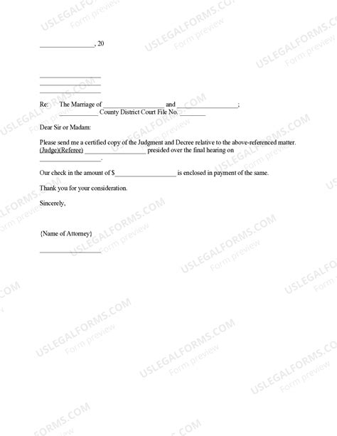 Minnesota Request For Certified Copy Of Judgment And Judgment Decree