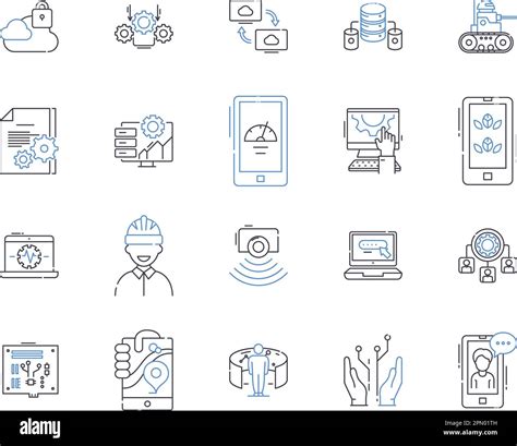 automation tech outline icons collection automation technology