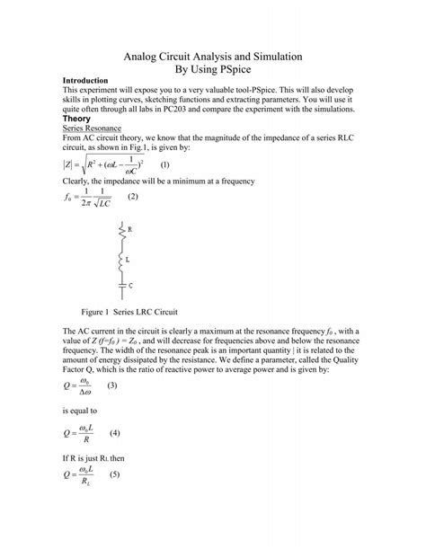 analog circuit analysis and simulation by using pspice