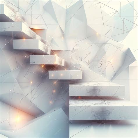 Abstract White Geometric Shapes Composition With Glowing Light