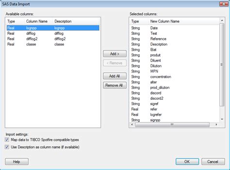 details on sas data import