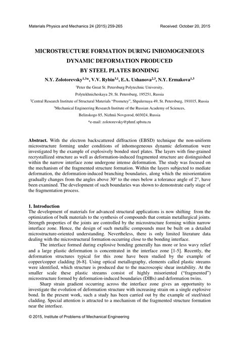 Pdf Microstructure Formation During Inhomogeneous Dynamic Deformation