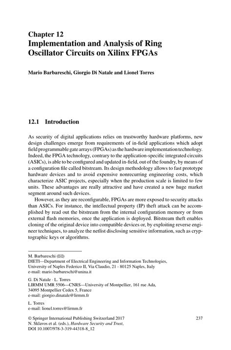 pdf implementation and analysis of ring oscillator circuits on xilinx