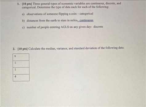 Solved 1 10pts Three General Types Of Economic Variables