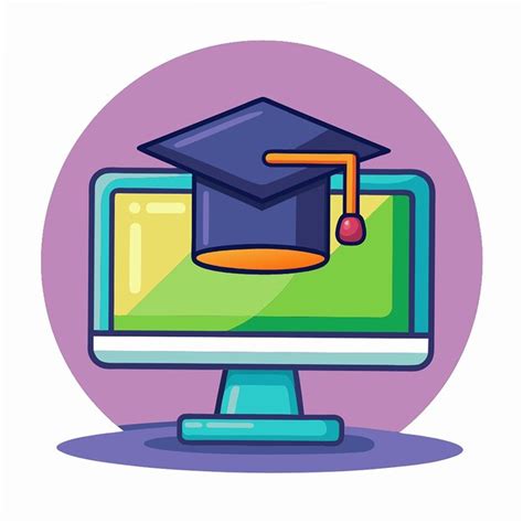 Premium Photo Computer Monitor Display And Graduation Cap Online Education Elearning Online