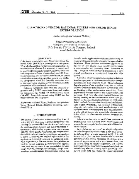 Pdf Directional Vector Rational Filters For Color Image Interpolation