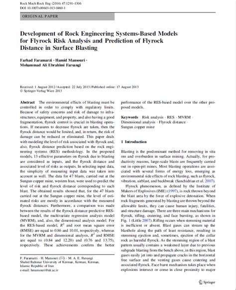 Pdf Development Of Rock Engineering Systems Based Models For Flyrock