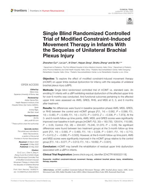 Pdf Single Blind Randomized Controlled Trial Of Modified Constraint