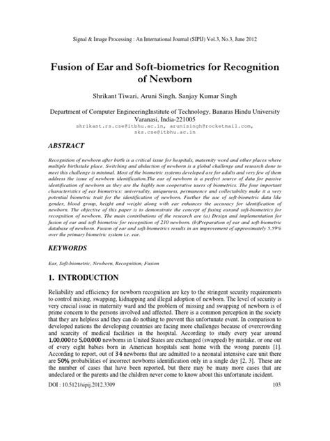 Pdf Fusion Of Ear And Soft Biometrics For Recognition Of Newborn