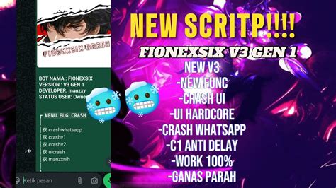 New Script Bug Wa Fionexsix V3 Gen 1 Crash Whatsapp🥶 Youtube