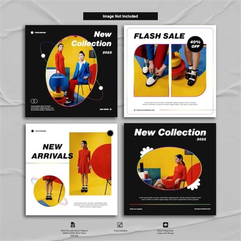 패션 미니멀리스트 디자인 Instagram 포스트 템플릿 번들 세트 프리미엄 Psd 파일