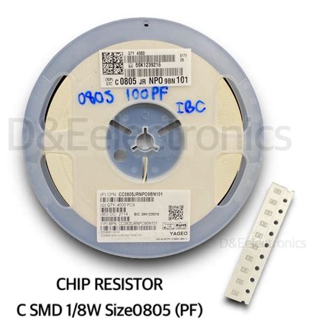 Chip Resistor C Smd ชิป ตัวต้านทานขนาด 18w Size0805 Pf Uf จำนวน 100 ตัว อ่านรายละเอียดก่อน