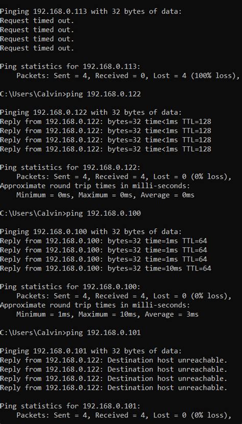 networking why i can t ping to another device in local network