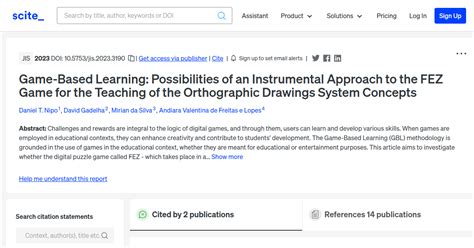 Game Based Learning Possibilities Of An Instrumental Approach To The Fez Game For The Teaching