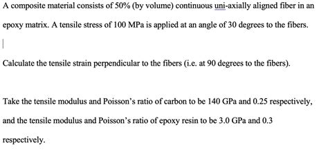 SOLVED A Composite Material Consists Of By Volume Continuous Uni Axially Aligned Fiber In