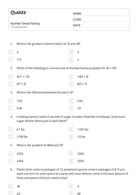 50 Math Worksheets For 6th Class On Quizizz Free And Printable