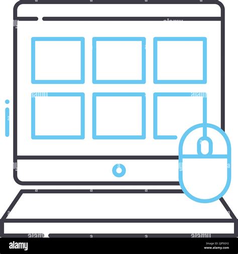 Digital Computer Line Icon Outline Symbol Vector Illustration Concept Sign Stock Vector Image