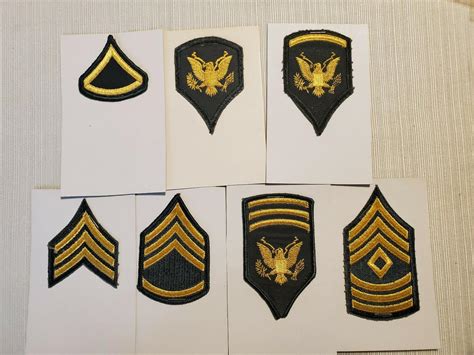 Us Army Enlisted Rank Set From 1950 60s And Later Wacs Narrow Yellow
