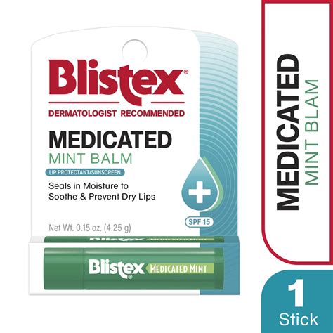 Blistex Medicated Mint Lip Balm Seals In Moisture To Soothe And