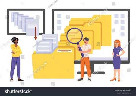 Male Female Office Employees Searching Indexing Stock Vector Royalty Free 2043446918