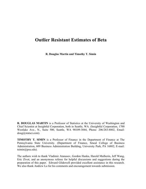 pdf outlier resistant estimates of beta