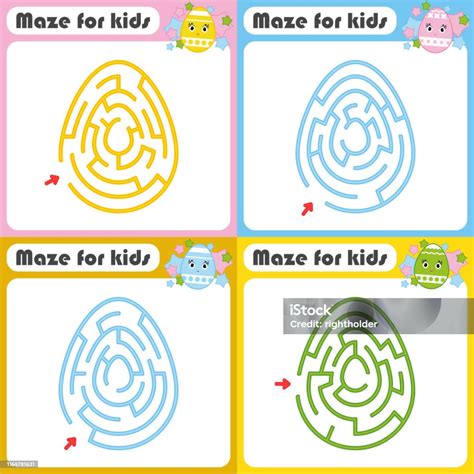 미로의 집합입니다 아이들을위한 게임 아이들을위한 퍼즐 미로 수수께끼 만화 스타일입니다 시각적 워크 시트 활동 페이지 색상 벡터