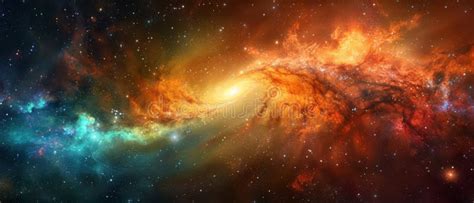 Vibrant Galaxy With Swirling Gases And Twinkling Stars In Dynamic Space