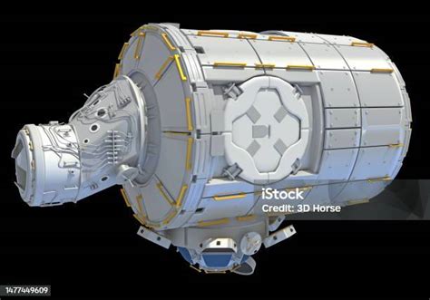 Iss 국제 우주 정거장의 서비스 모듈 검은색 배경에 3d 렌더링 0명에 대한 스톡 사진 및 기타 이미지 0명 3차원 형태