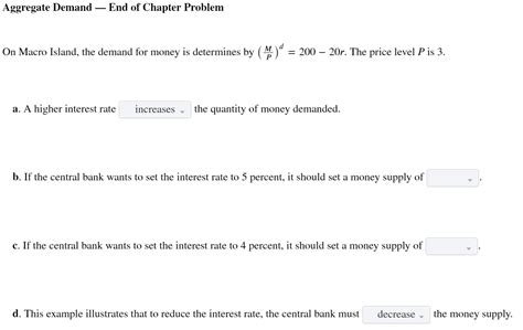 solved aggregate demand — end of chapter problem on macro