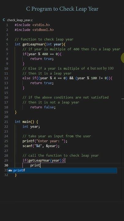 C Program To Check Leap Year Youtube
