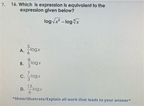 Answered 16 Which Is Expression Is Equivalent Bartleby