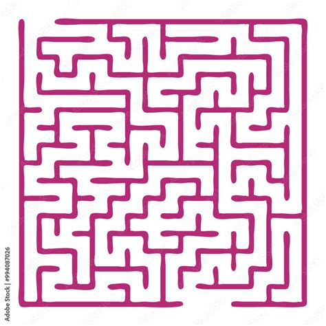 Maze shape design element. There is one entrance and exit and one ...