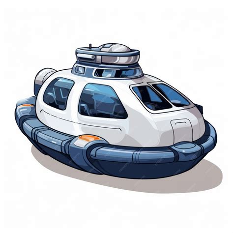 Premium Photo Futuristic Cartoonish Hovercraft Illustration On White Background