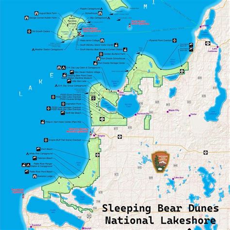 Sleeping Bear Dunes National Lakeshore Poster Map Etsy Uk In 2025