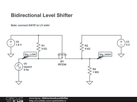 Mosfet Bidirectional Level Converter Electronics Qanda Circuitlab