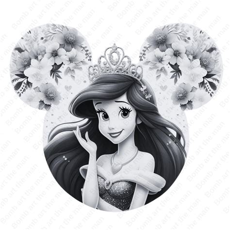 Princess Ariel Png The Little Mermaid Clipart Black And White Design