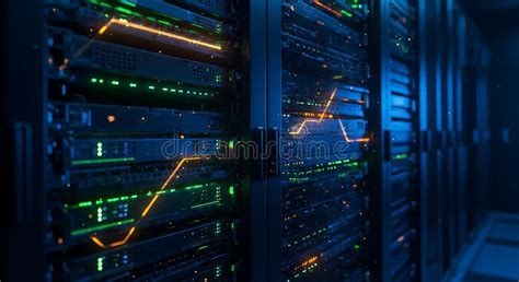High Tech Server Room Data Center Network Technology Stock Illustration