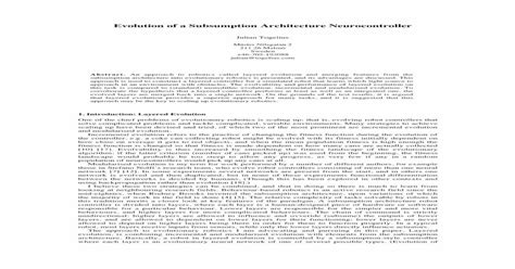 Evolution Of A Subsumption Architecture Neurocontroller Julian