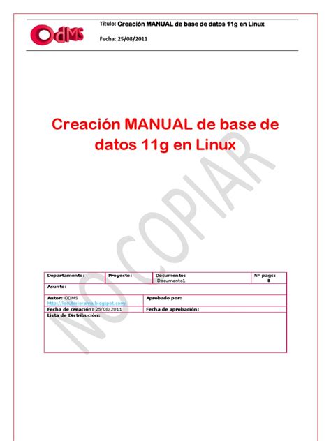 Oracle Creación Manual De Una Base De Datos 11g En Linux Pdf