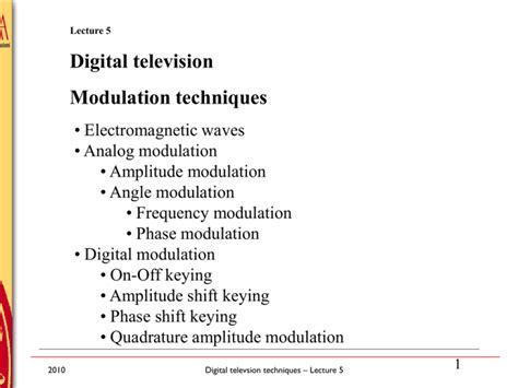 Digital Television Modulation Techniques