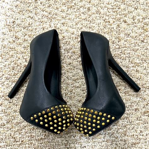 Steve Madden Shoes Steve Madden Black With Gold Stud Heels Poshmark