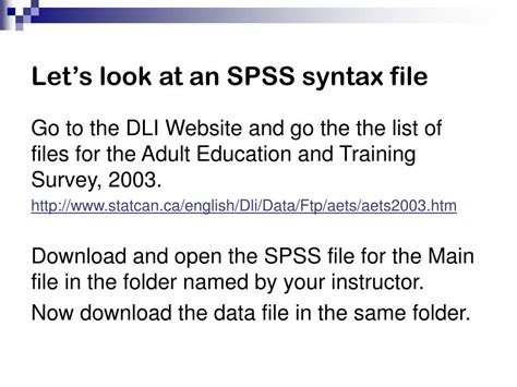 ppt coping with spss syntax files on the dli ftp and web sites