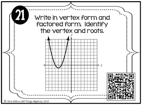 Vertex Form And Factored Form Of Quadratic Equations Task Cards All Things Algebra