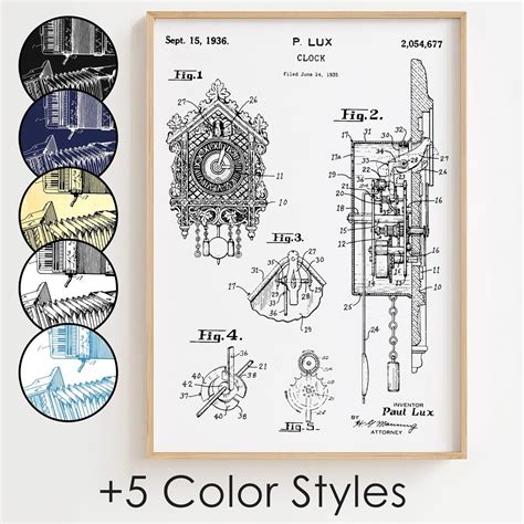 Clock Blueprint Poster Clock Patent Wall Art Minimalistic T Decor